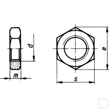 Lage moer M16 verzinkt DIN936 - DIN 936 Lage zeskantmoeren