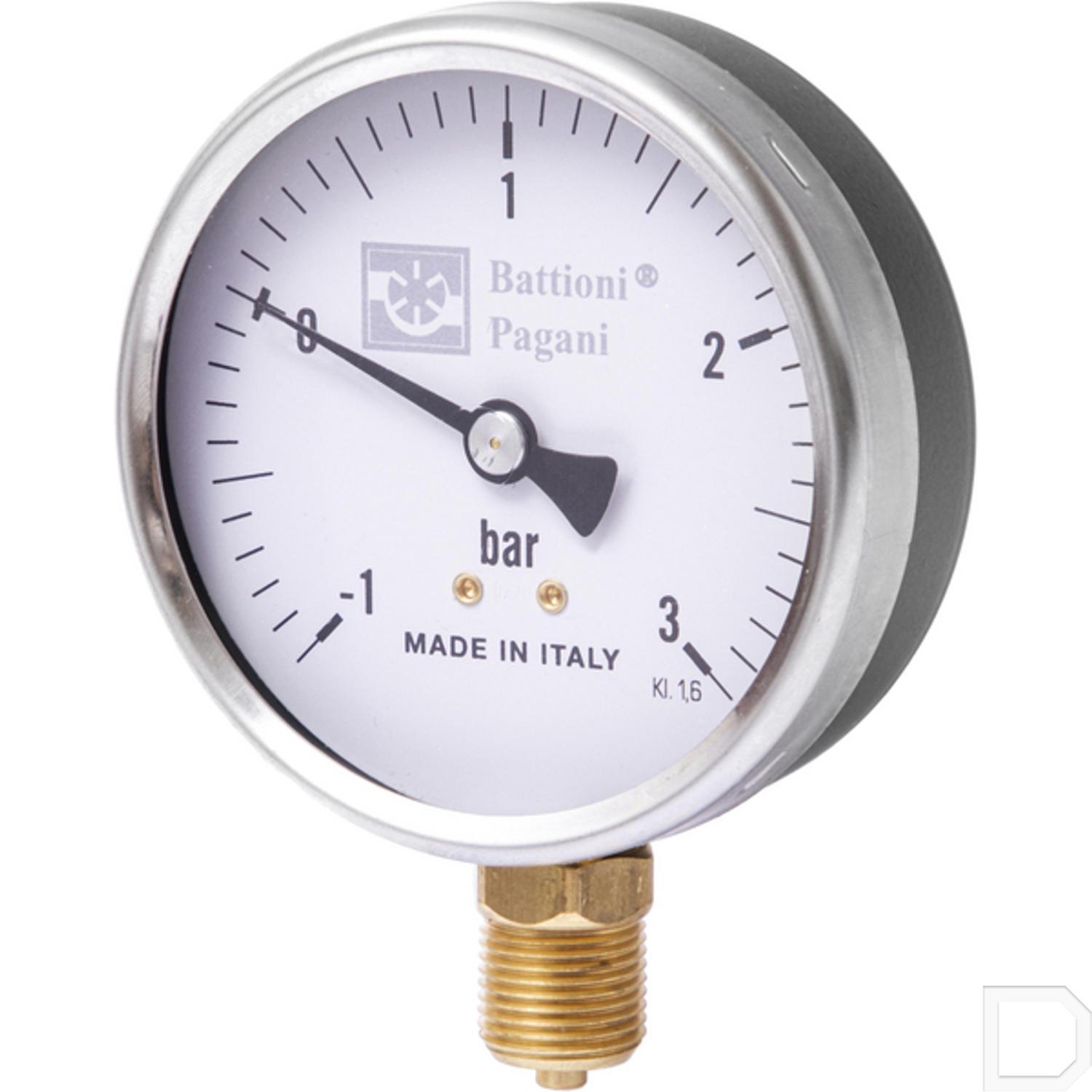 Manometer 3/8" 80mm - Manometers onderaansluiting, glycerine gevuld| INDI