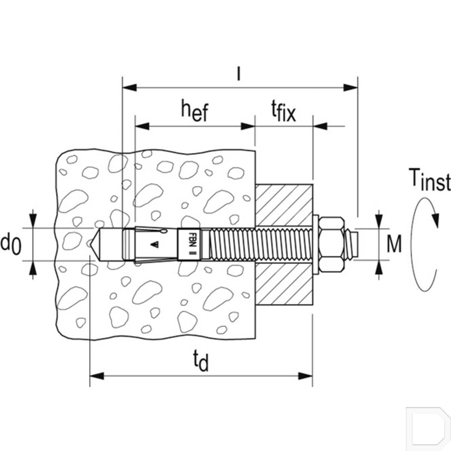 Keilbout FBN II M16/100 verzinkt 10x - Stalen ankers en keilbouten| INDI