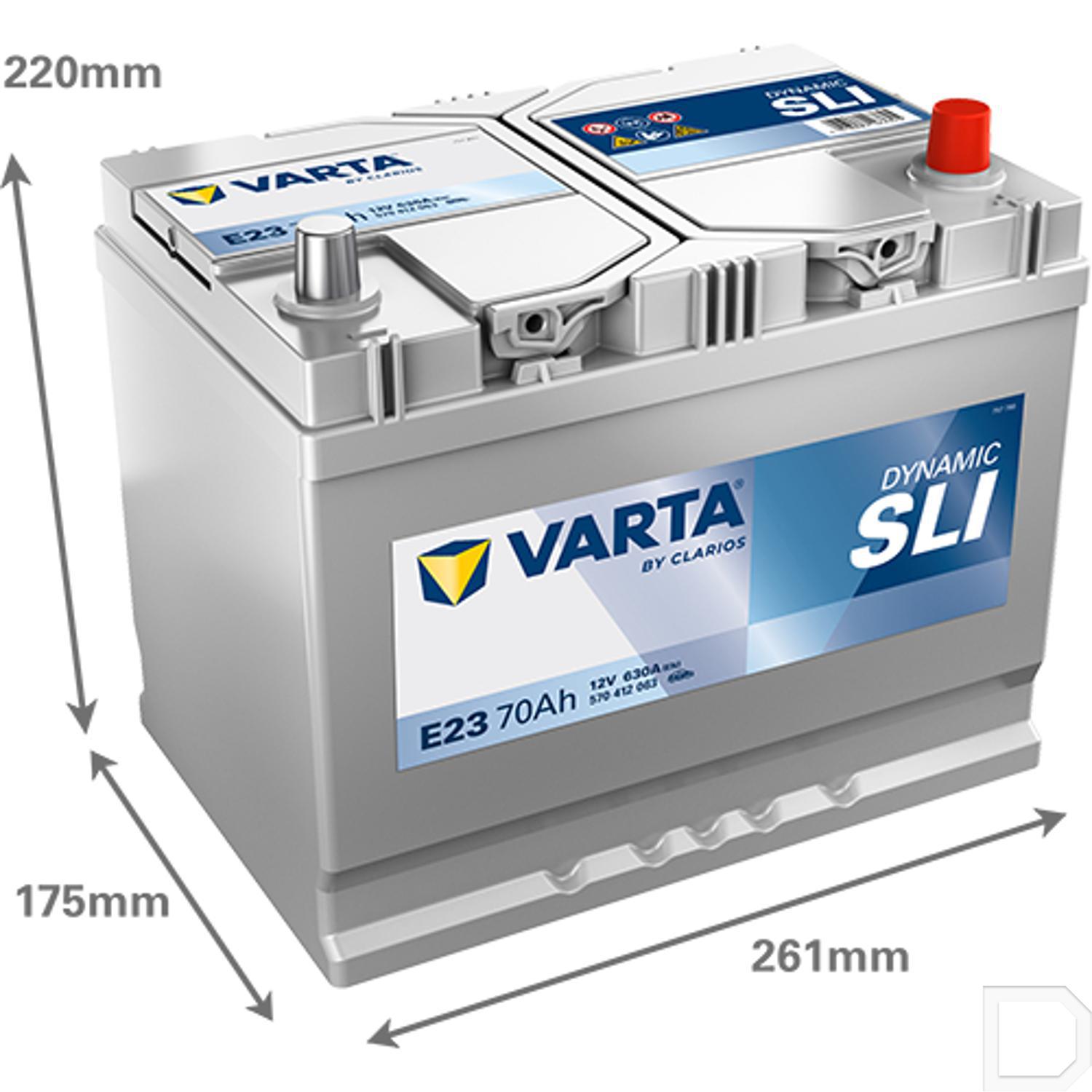 Accu 12V 70Ah 630A E23 VARTA Dynamic SLI - Startaccu's| INDI