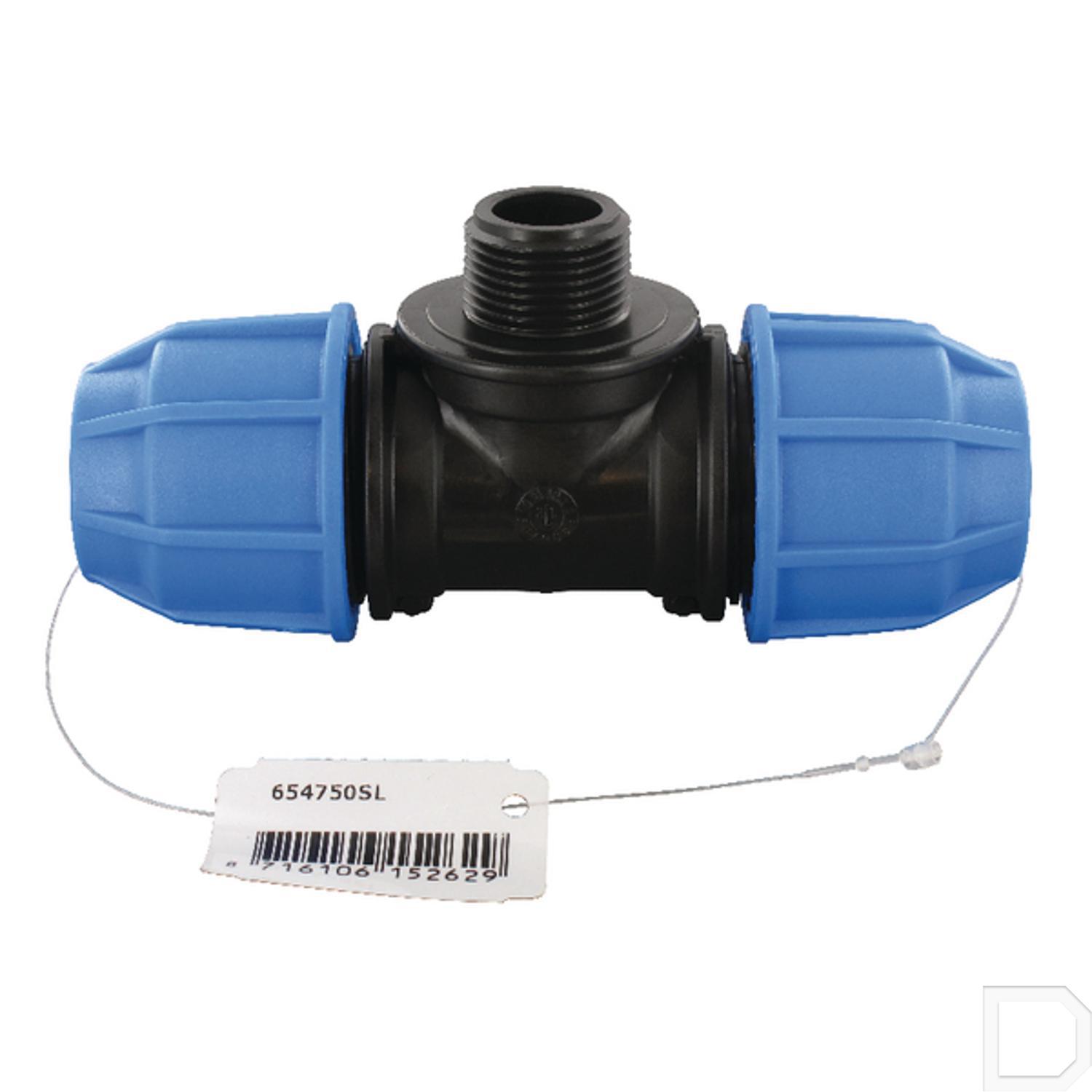 S16 tyleen T-koppeling 25mm x 3/4" male PP - PE - koppelingen Supreme| INDI