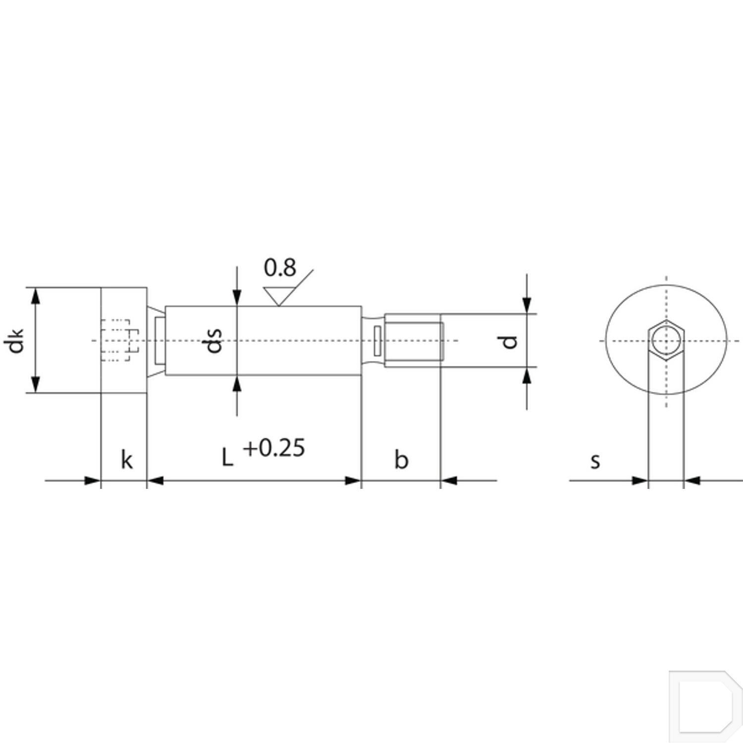 Passchroef met binnenzeskant 8x10x25 ISO7379 - ISO 7379 Passchroeven ...