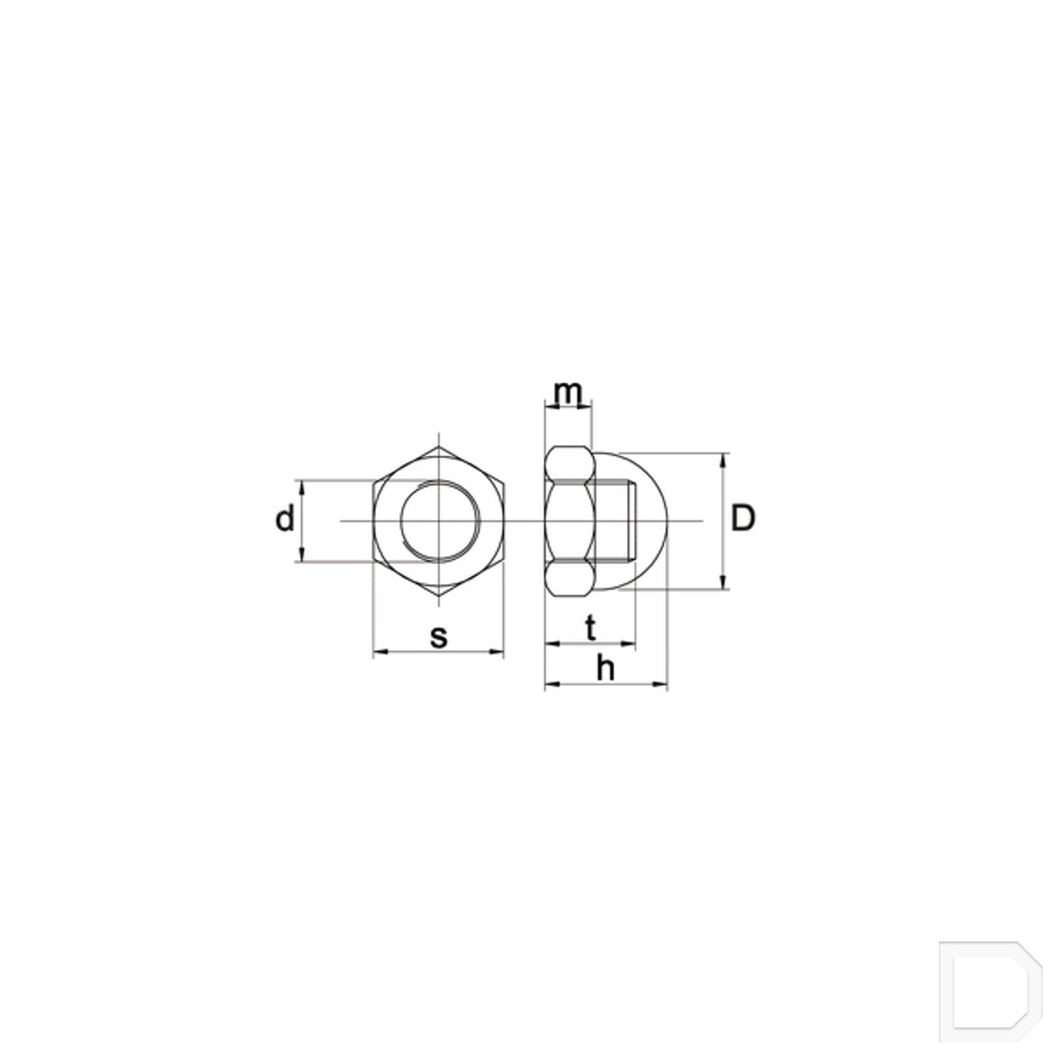 Dopmoer M8 nylon DIN1587 - DIN 1587 Dopmoeren| INDI