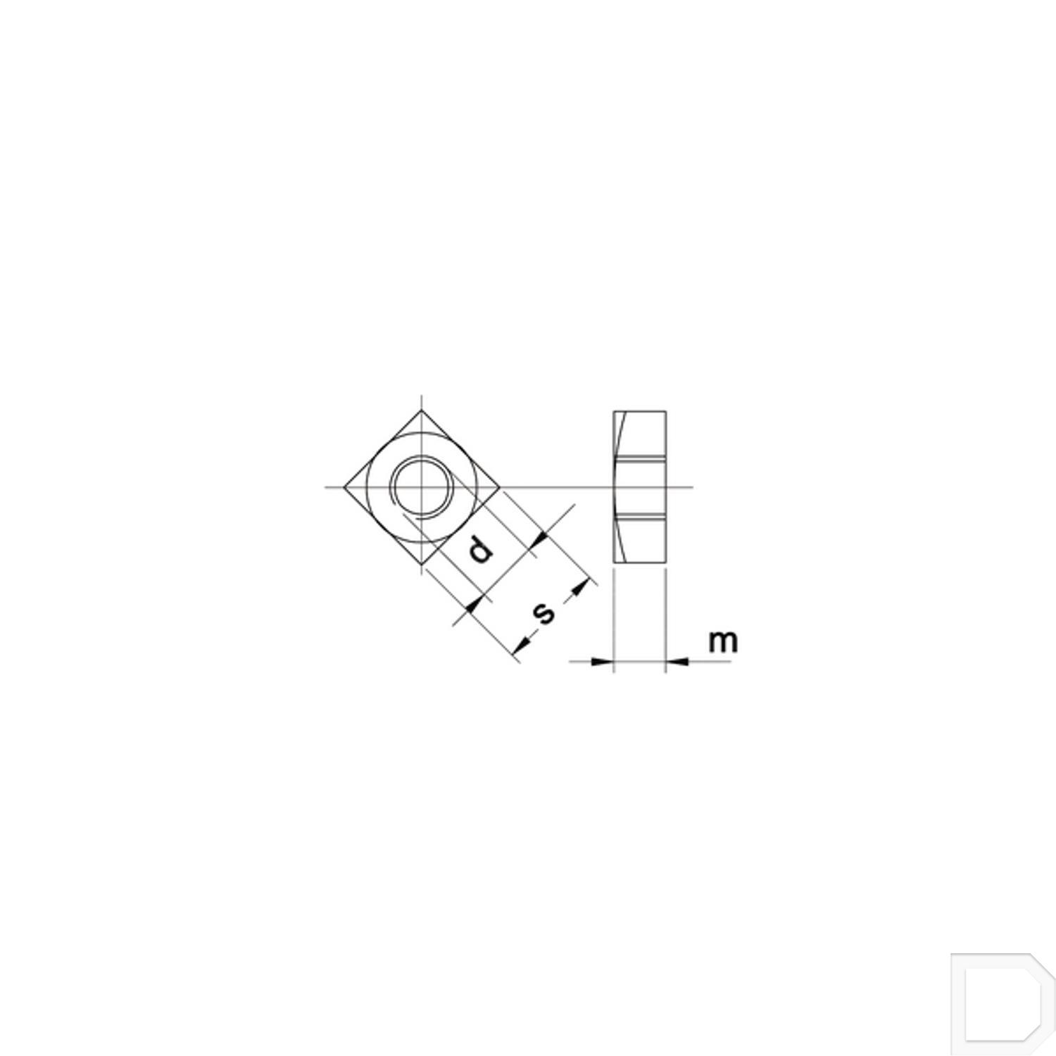 Vierkante moer M10 DIN557 - DIN 557 Vierkantmoer| INDI