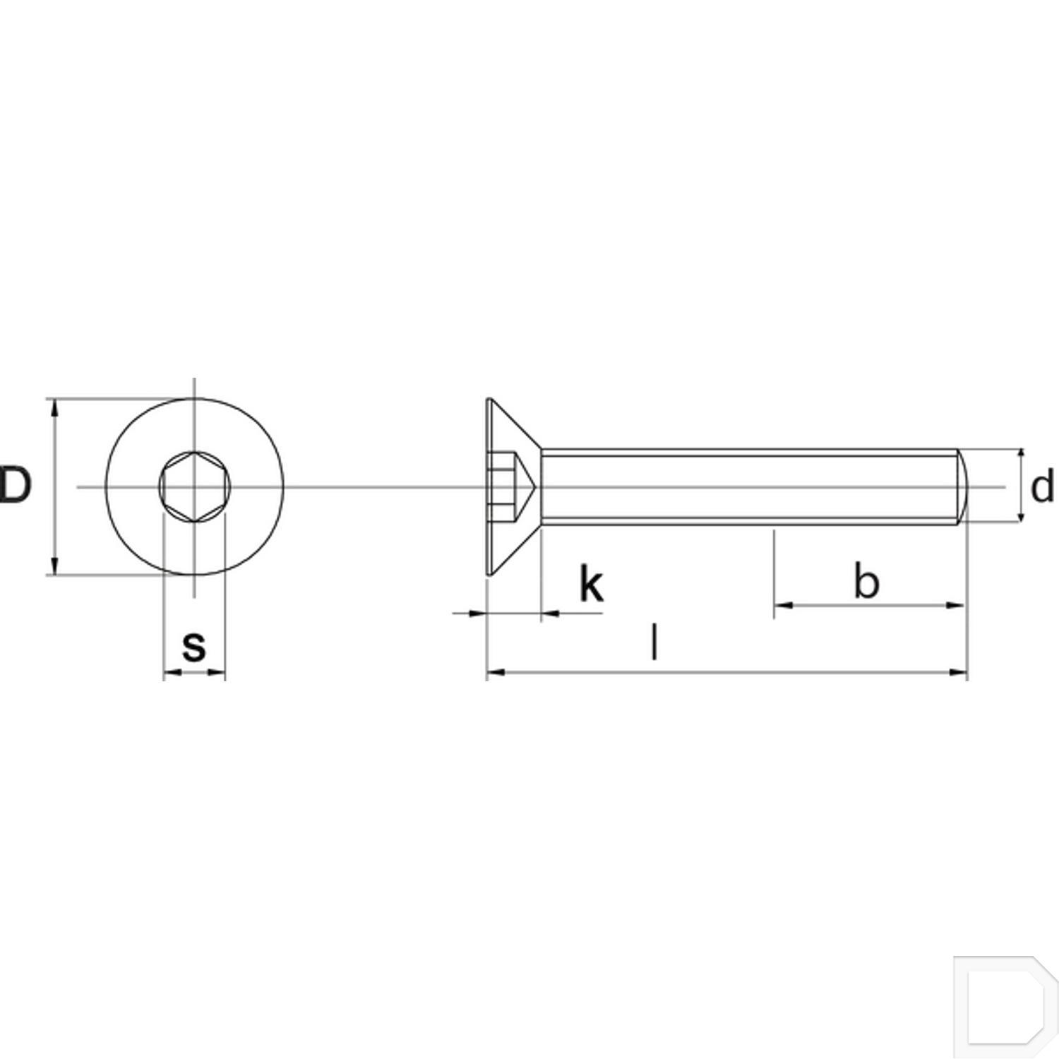 Verzonken inbusbout M8x16 RVS A4 DIN7991 - DIN 7991 Verzonken bouten ...