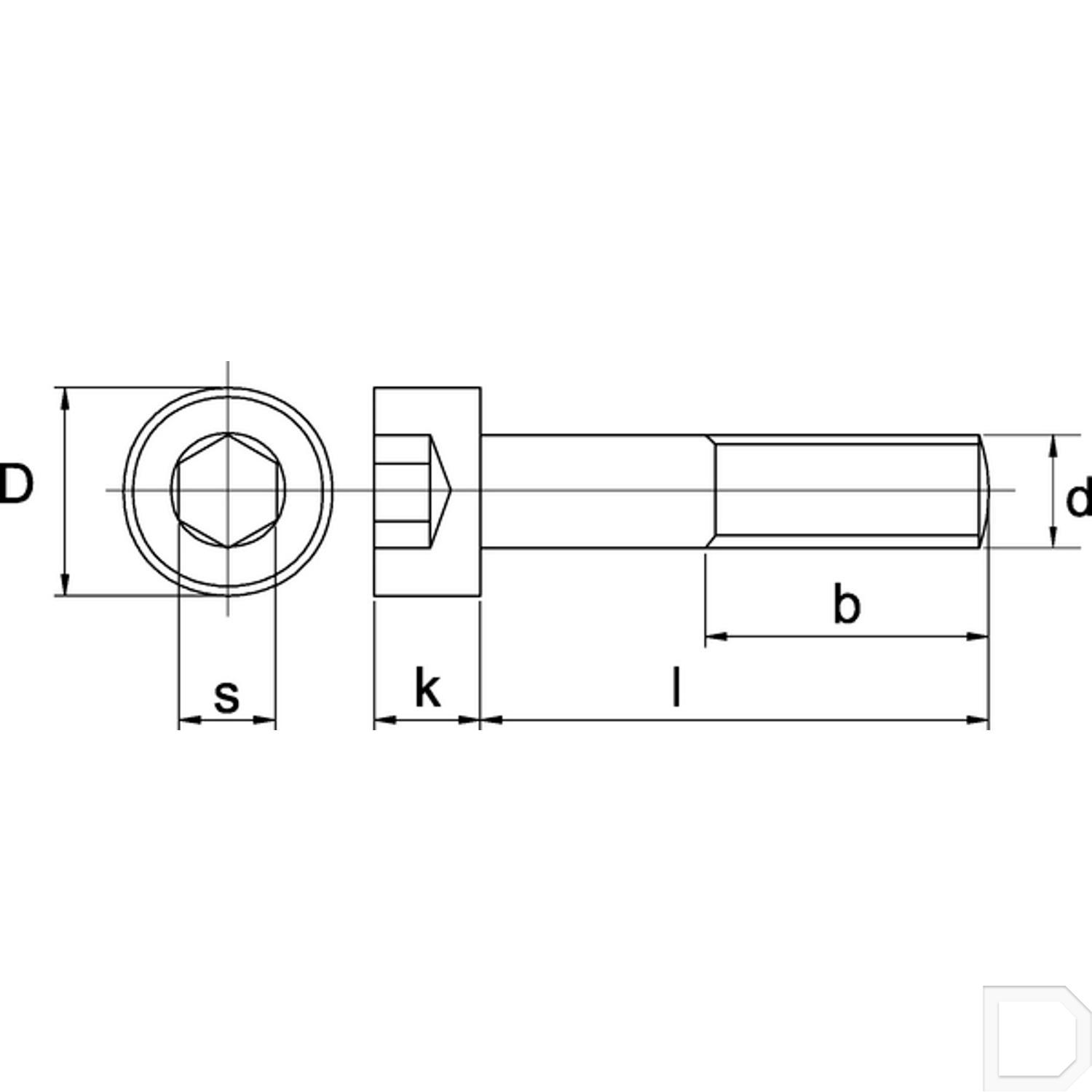 Cilindrische inbusbout M14x55 12.9 zwart DIN912 - DIN 7984 Lage ...