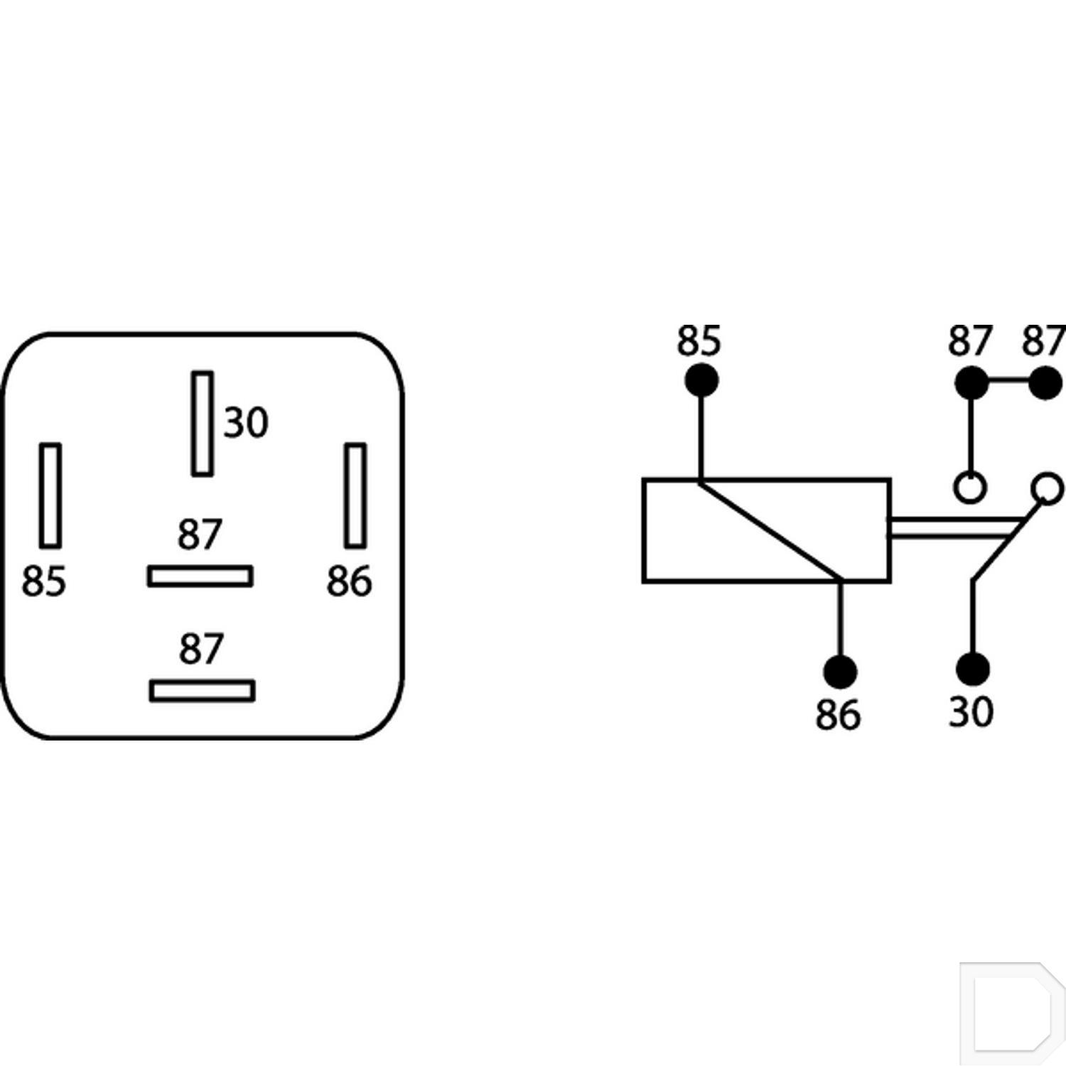 Contact relais 5 aansluitingen 12V 30A - Relais| INDI