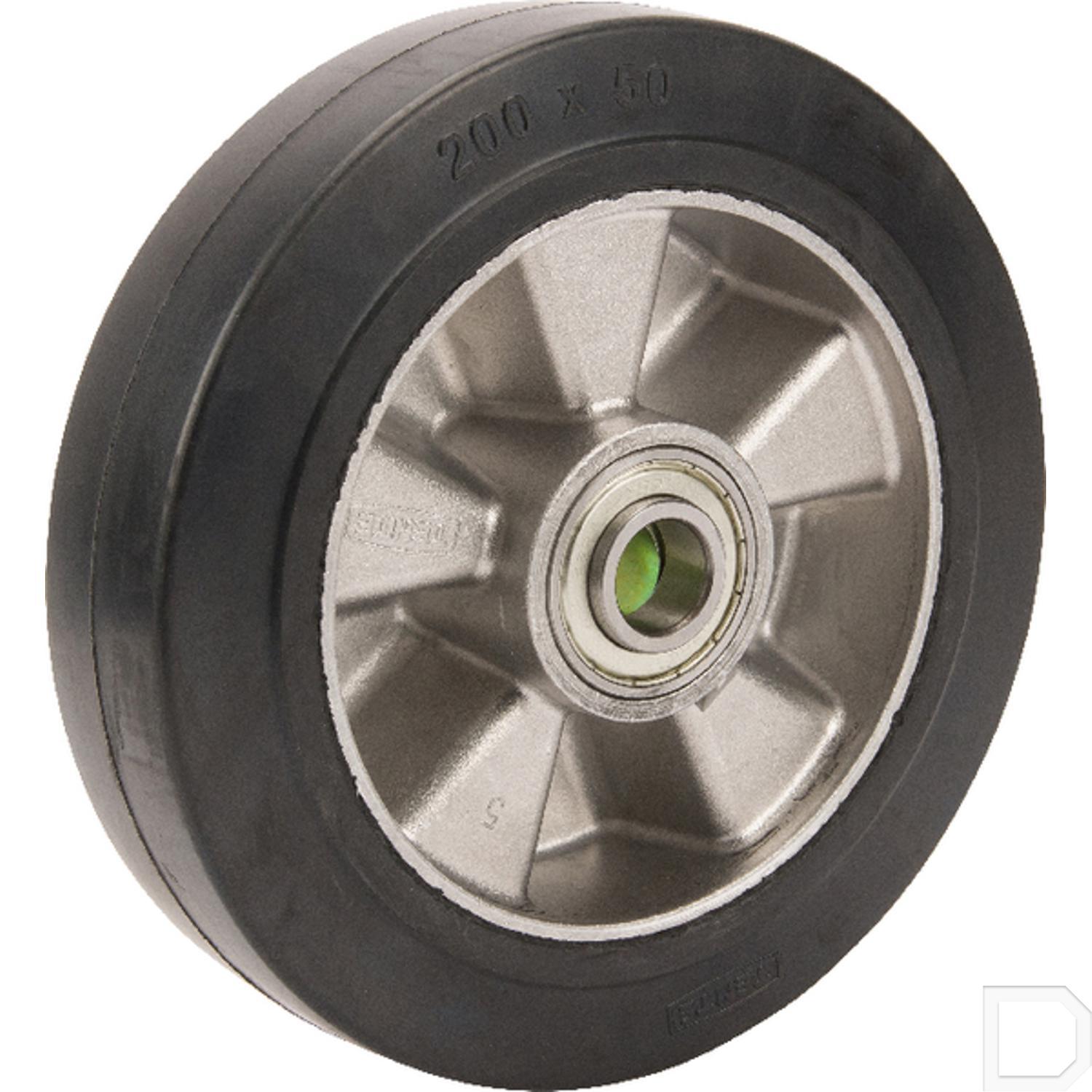 Los wiel Ø 200mm aluminium/rubber 450kg - Rubber | INDI