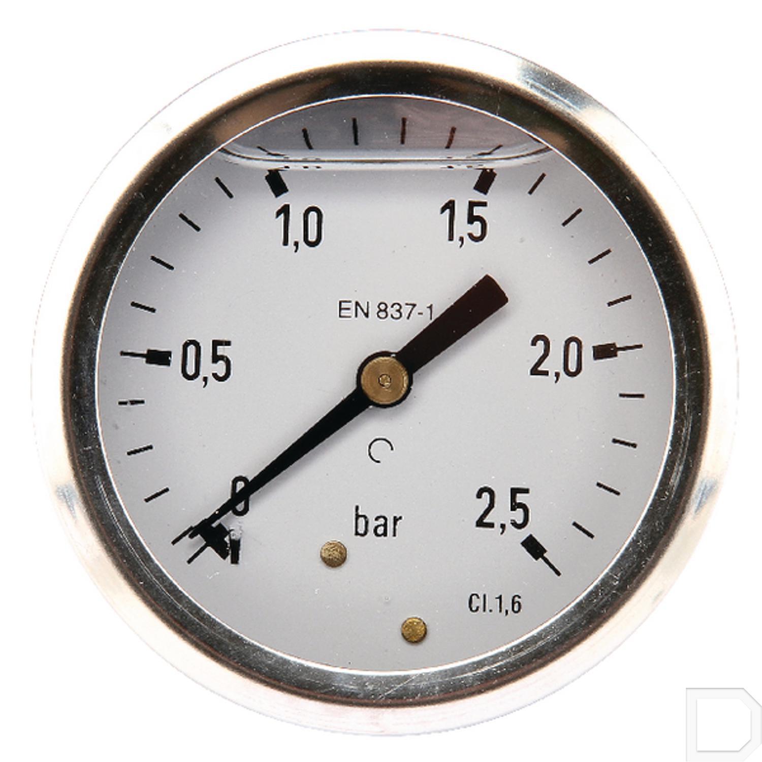 Manometer Ø 63mm 0-2.5bar 1/4" achteraansluiting glycerine RVS ...