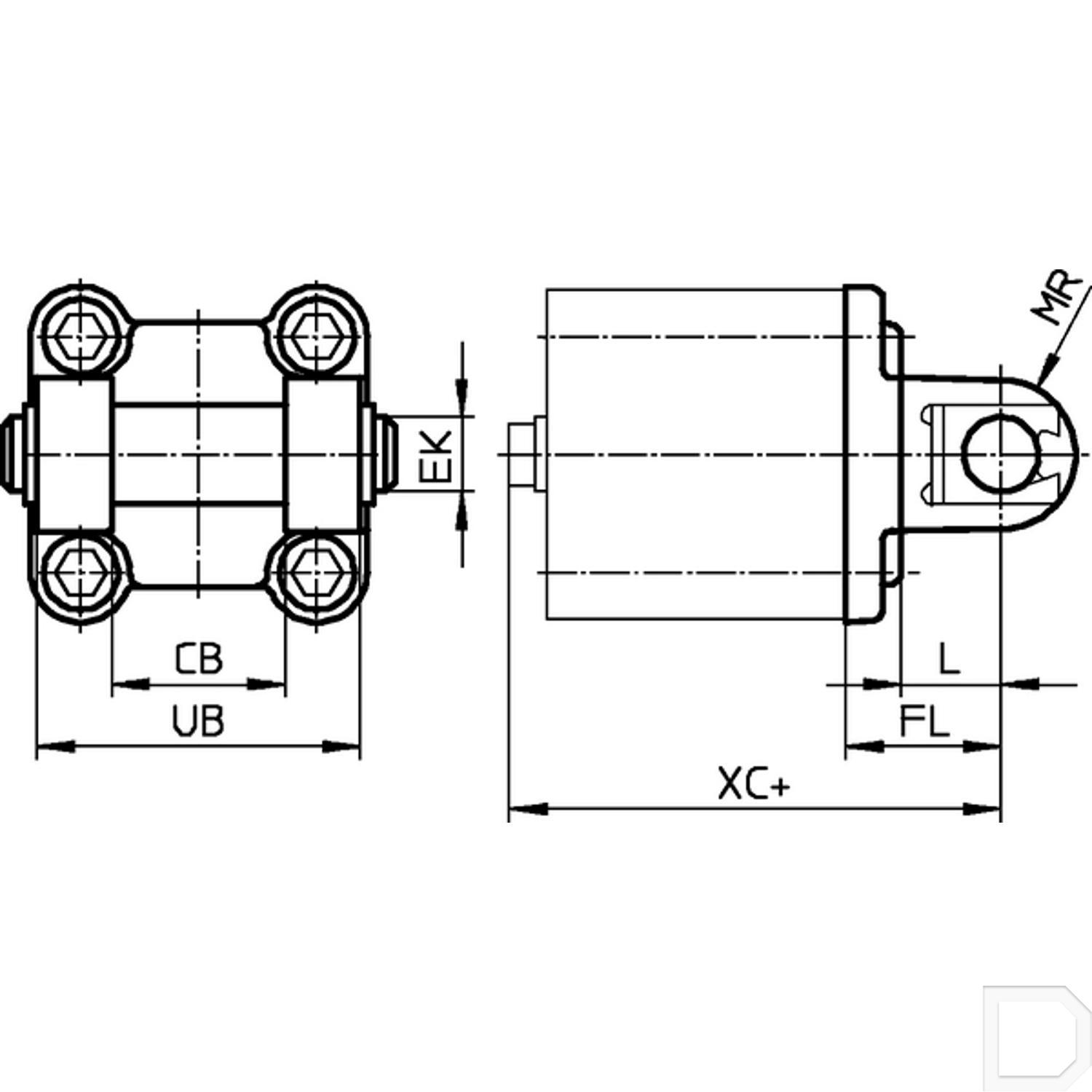 Zwenkflens SNCB-40 - Achterscharnier dubbelwangig| INDI