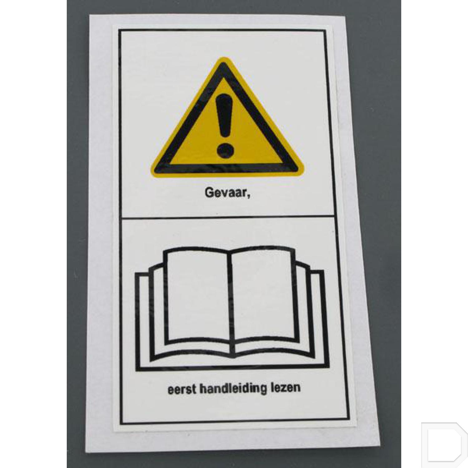 Sticker handleiding lezen - Waarschuwing| INDI